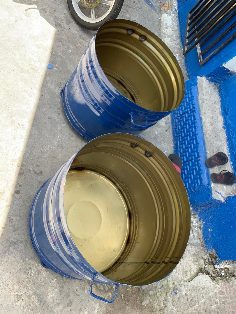 STEEL DRUM TRASH BIN, Furniture & Home Living, Cleaning & Homecare ...