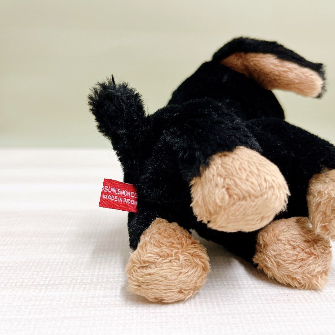 Sunlemon Pups! Black Miniature Dachshund Dog Fluffy Plush, Hobbies & Toys, Toys & Games on Carousell