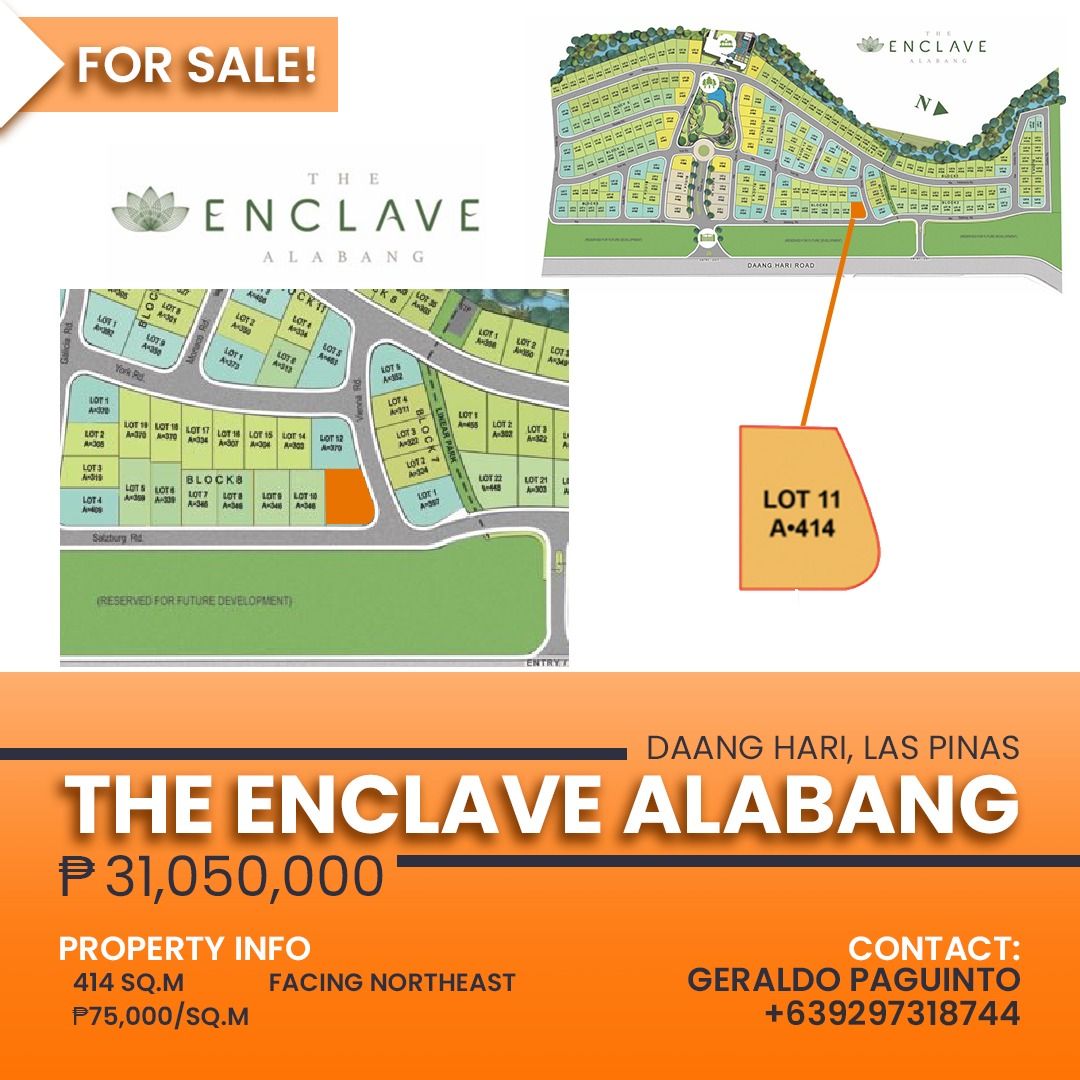 The Enclave Alabang lot For Sale - Near Daang Hari, Portofino Heights ...