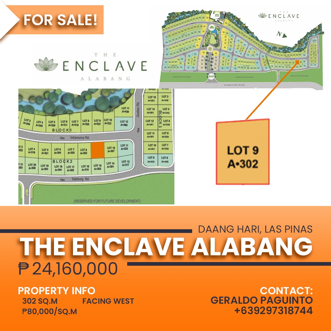 The Enclave Alabang lot For Sale - Near Daang Hari, Portofino Heights ...