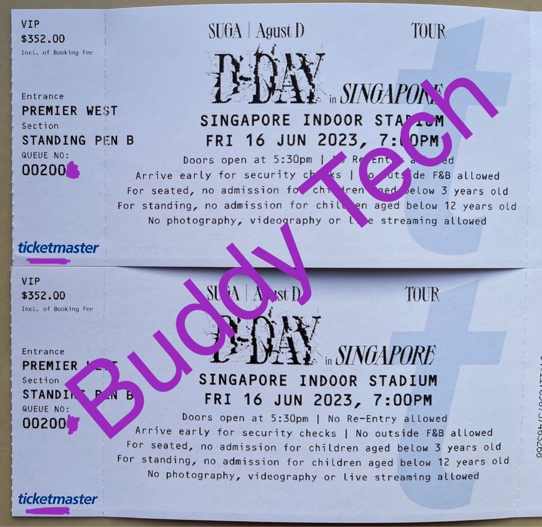 Top 10 VIP pen b day 1 suga agust d tour d-day in Singapore concert ...