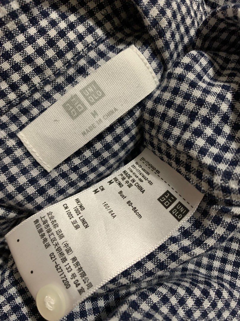 UNIQLO Linen Gingham Top on Carousell