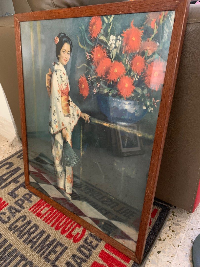 Vintage Kiku lithograph Print Original Frame By John Gilroy Tretchikoff ...