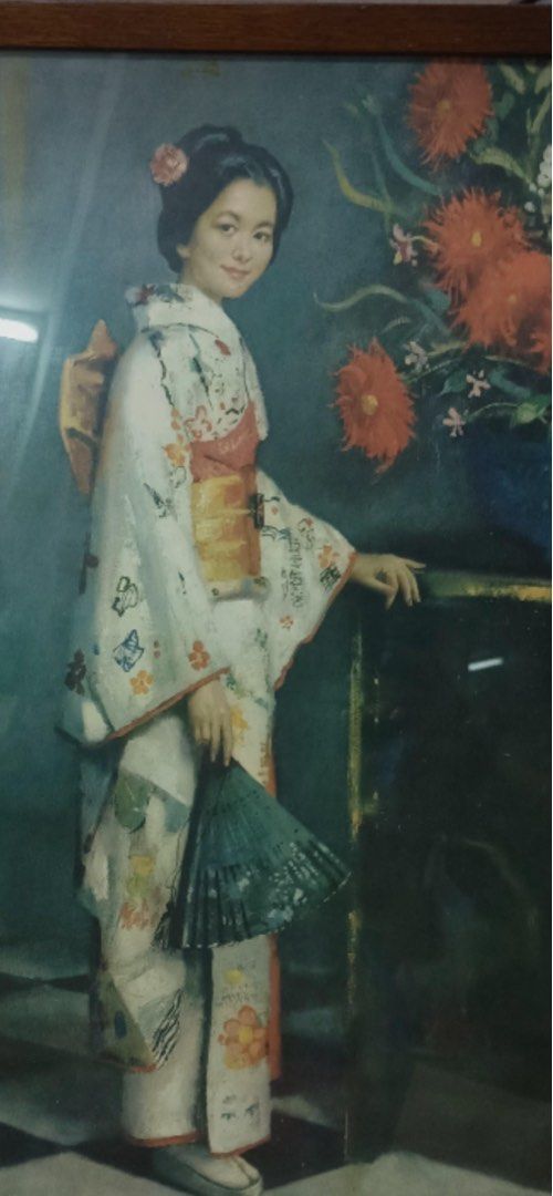 Vintage Kiku lithograph Print Original Frame By John Gilroy Tretchikoff ...