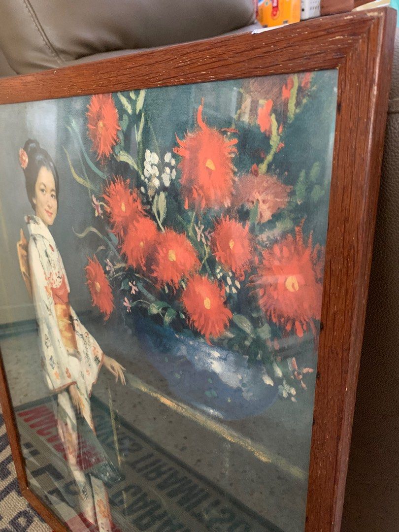 Vintage Kiku lithograph Print Original Frame By John Gilroy Tretchikoff ...