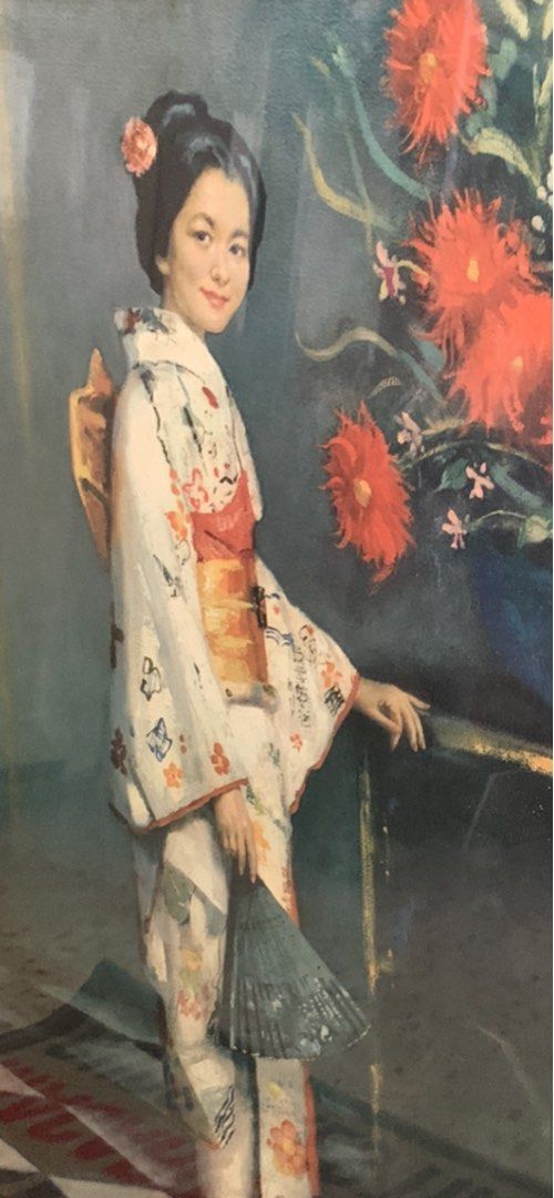 Vintage Kiku lithograph Print Original Frame By John Gilroy Tretchikoff ...