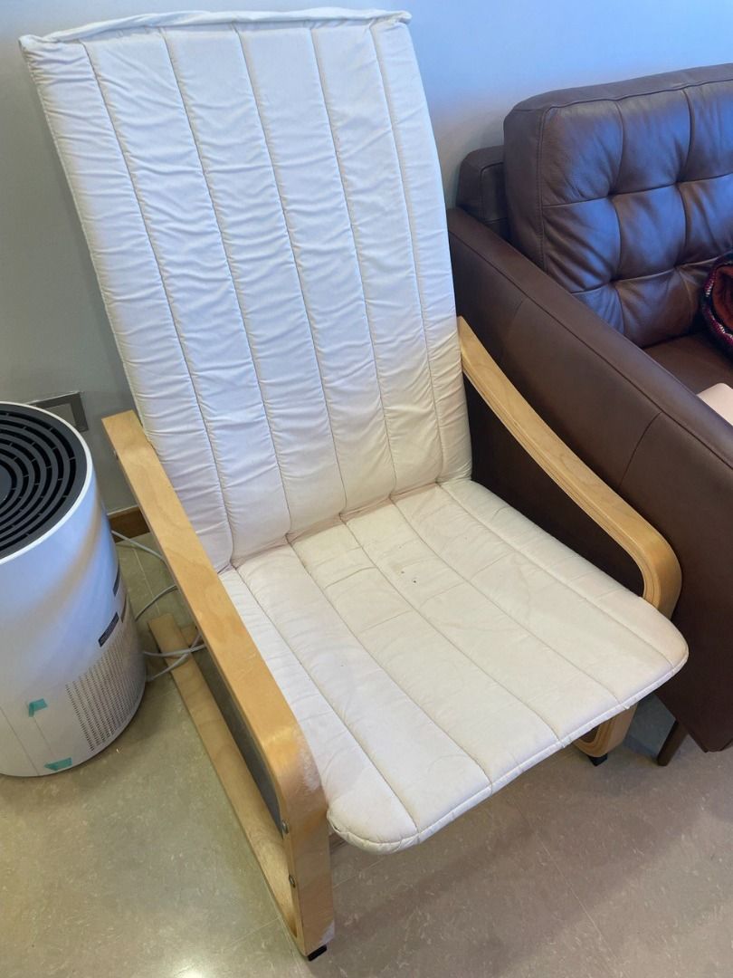 White IKEA Poang Chair, Furniture & Home Living, Furniture, Chairs on ...