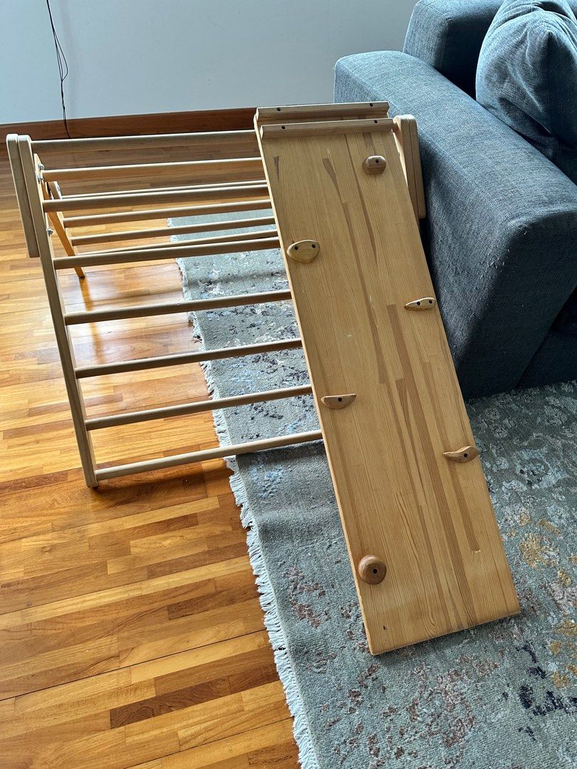 Wooden Pikler Triangle with Ramp, Babies & Kids, Infant Playtime on ...