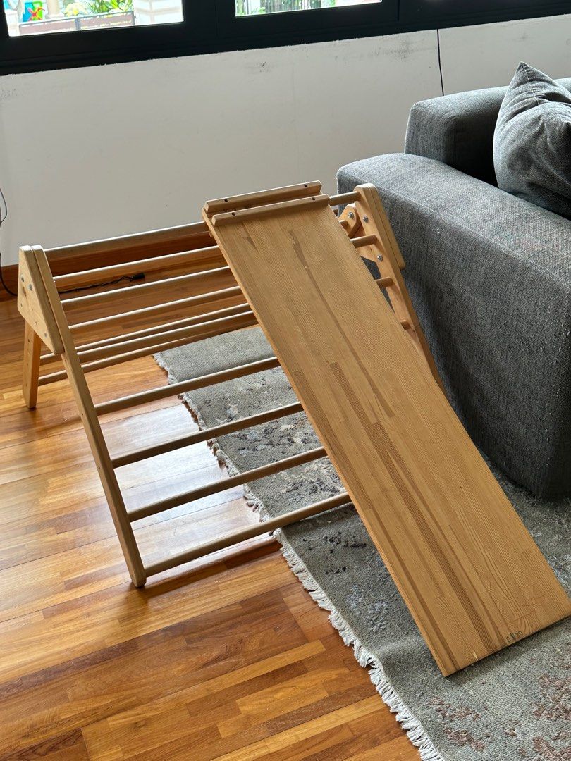 Wooden Pikler Triangle with Ramp, Babies & Kids, Infant Playtime on ...