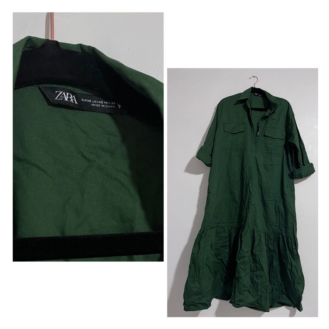 Zara Green Shirt Dress, Women's Fashion, Dresses & Sets, Dresses on ...