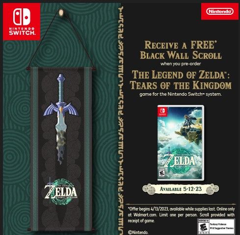 Zelda Tears of Kingdom Pre-order scroll from Walmart, Video Gaming ...