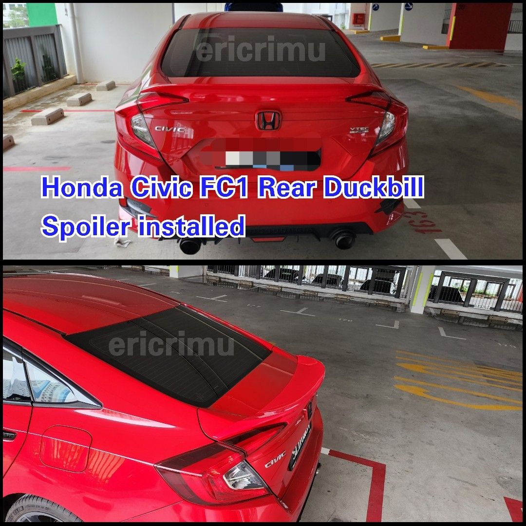 2015-2020 Honda Civic FC Rear Duckbill Spoiler and Roof Spoiler, Car ...