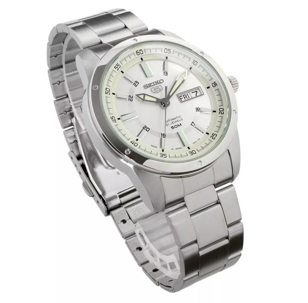 3501) SEIKO 5 SPORTS (JAPAN MADE) AUTOMATIC SILVER STAINLESS STEEL BAND ...