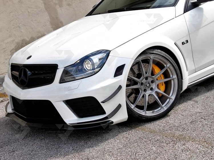 4pcs Carbon Fiber Front Bumper Canards For Mercedes Benz W204 Black ...