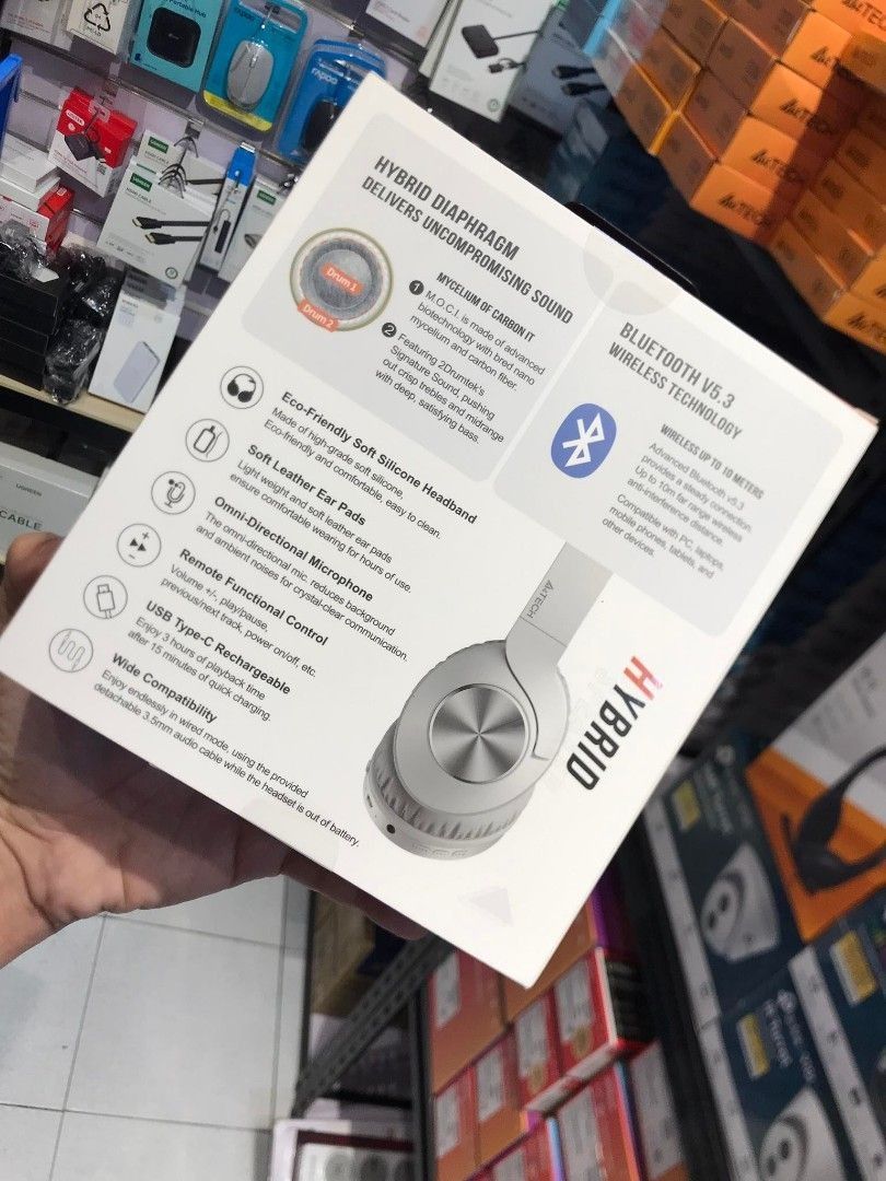 A4Tech 2Drumtek BH300 Bluetooth Wireless Headphone Grayish White, Audio ...