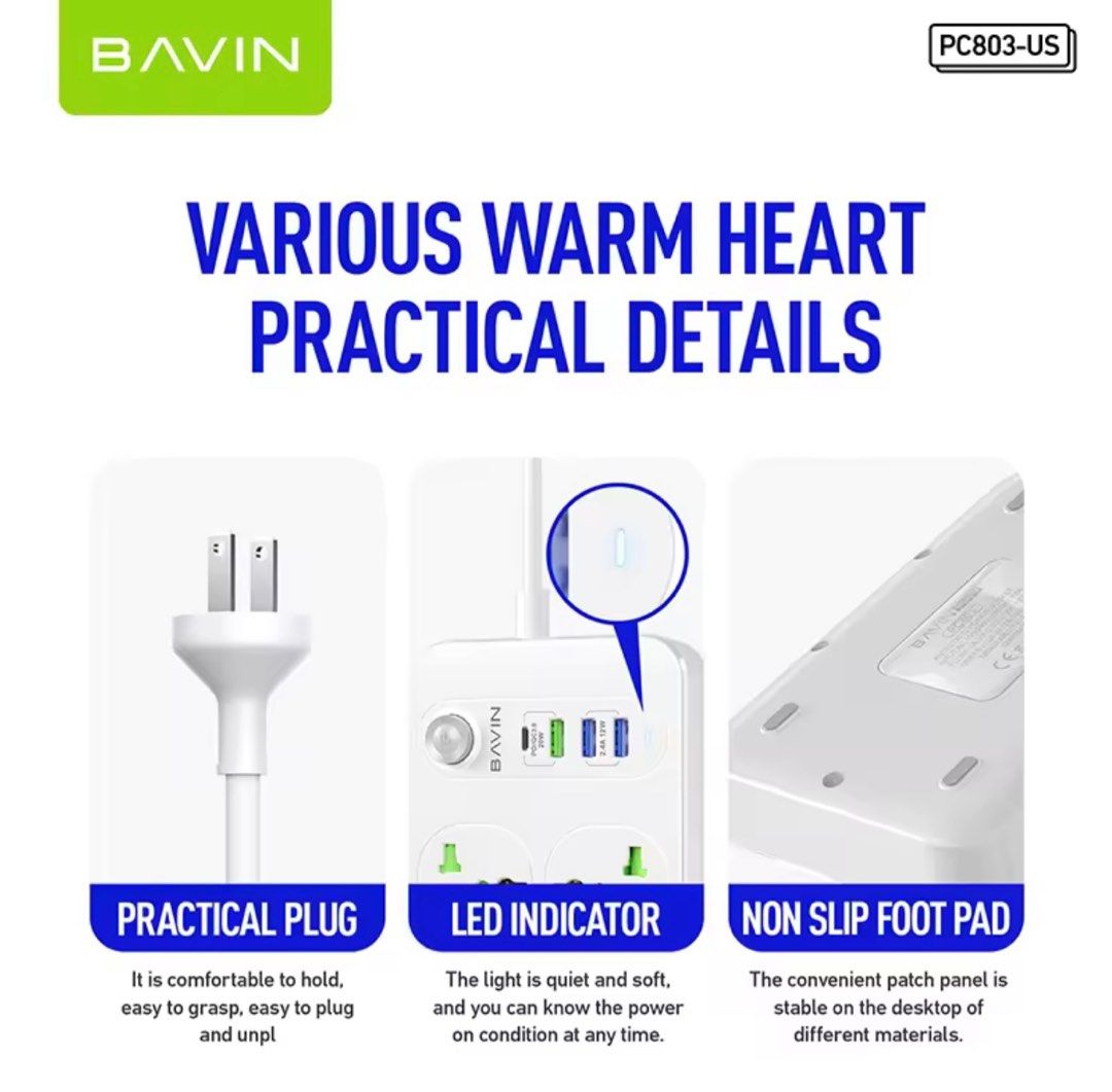 BAVIN extension (power strip), TV & Home Appliances, Electrical ...