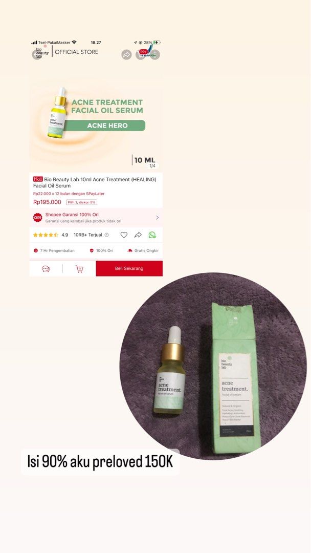 Bio beauty lab acne treatment facial oil serum 10ml, Kesehatan ...