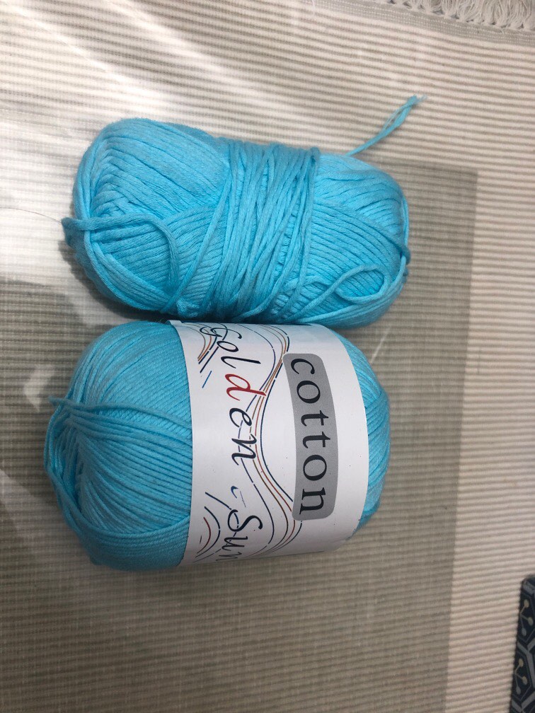 [FREE MAILING] Blue cotton yarn (Golden sun, 100% cotton), Hobbies ...