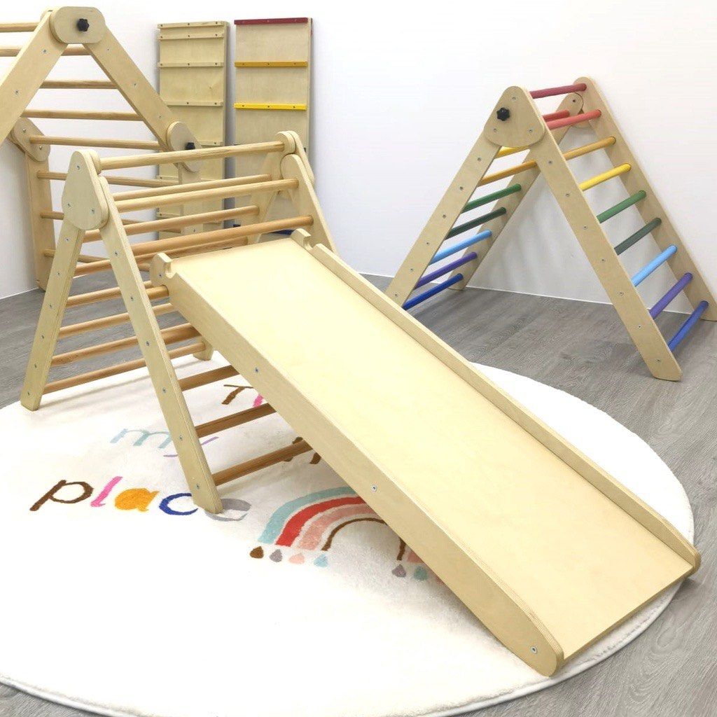 BNIB Montessori JUMBO Wooden Pikler Triangle with Ramp Playground with ...