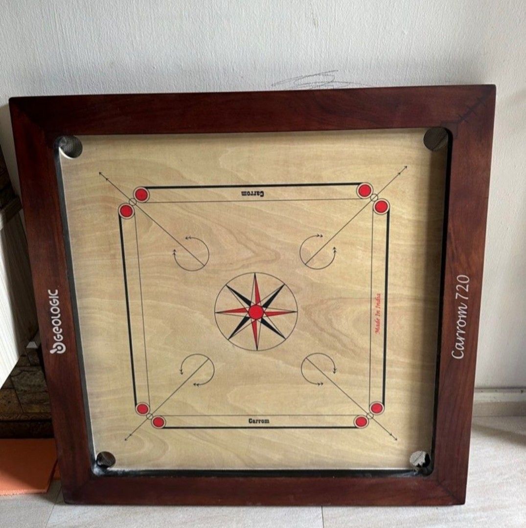 Carrom board full set + tournament striker + coins + stand + carrom ...