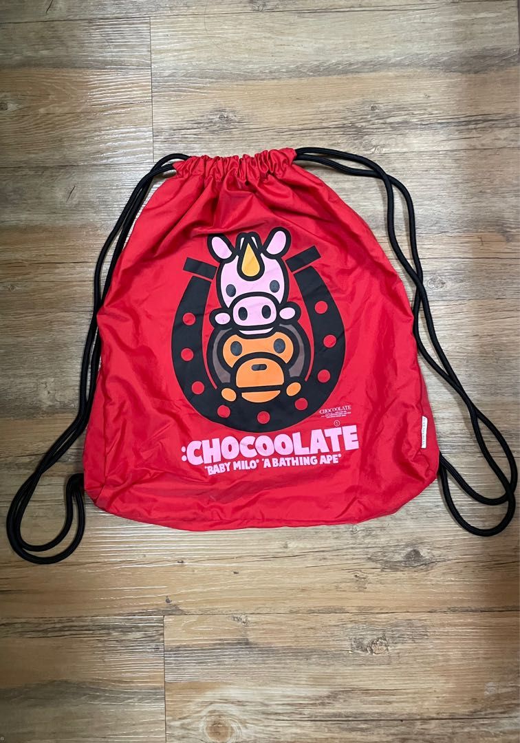 Chocoolate x baby milo a bathing ape drawstring bag on Carousell