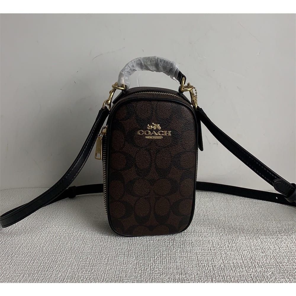 Coach Eva Phone Crossbody In Blocked Signature Canvas, Signature Canvas ...