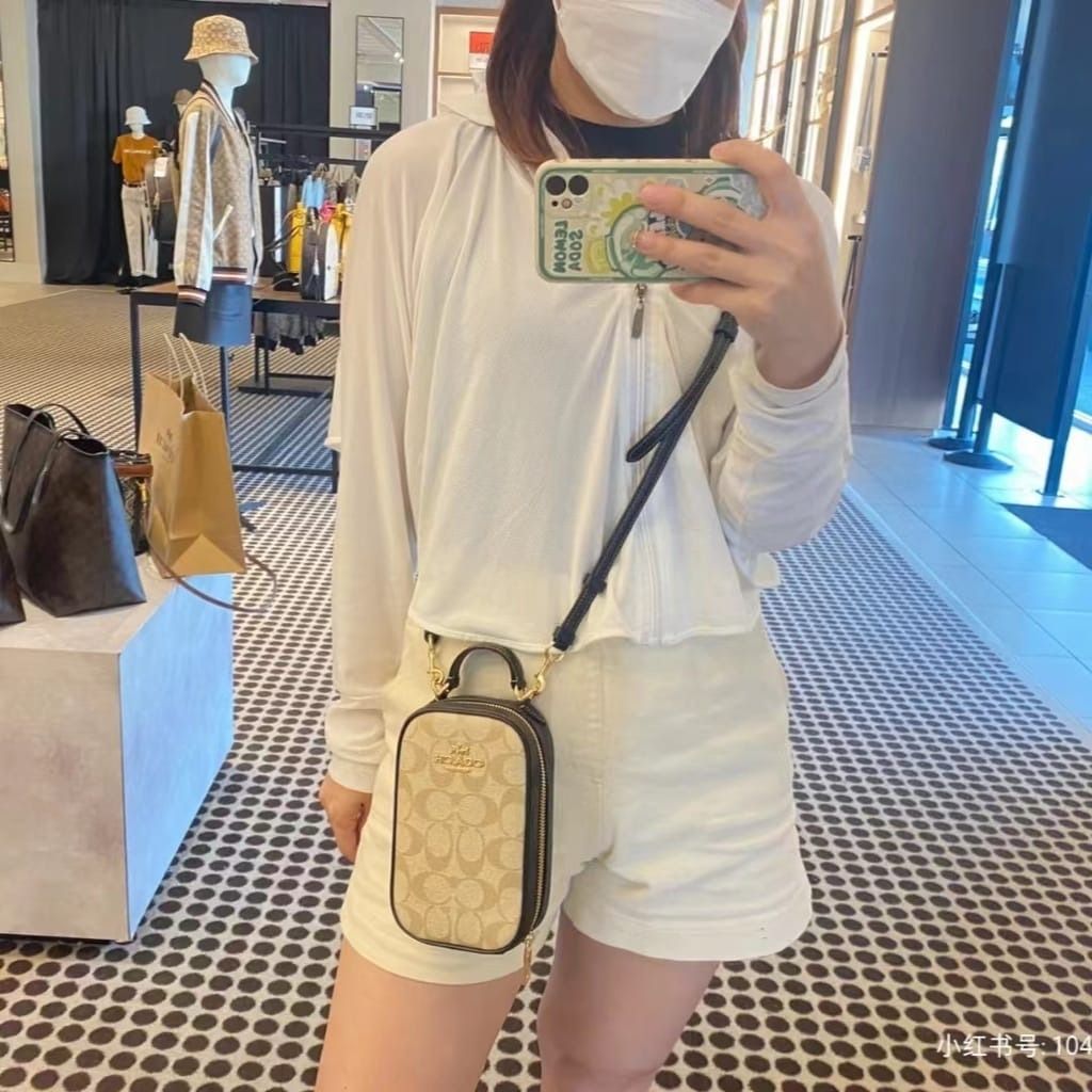 Coach Eva Phone Crossbody In Blocked Signature Canvas, Signature Canvas ...