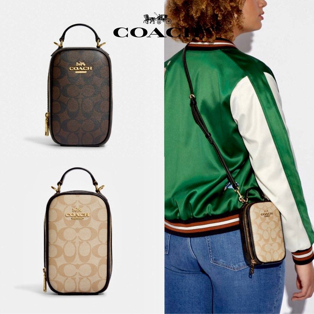 Coach Eva Phone Crossbody In Blocked Signature Canvas, Signature Canvas ...