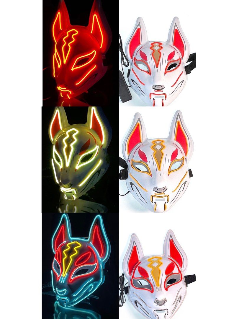 Cosplay LED Japanese Kitsune Fox Masks, Hobbies & Toys, Toys & Games on ...