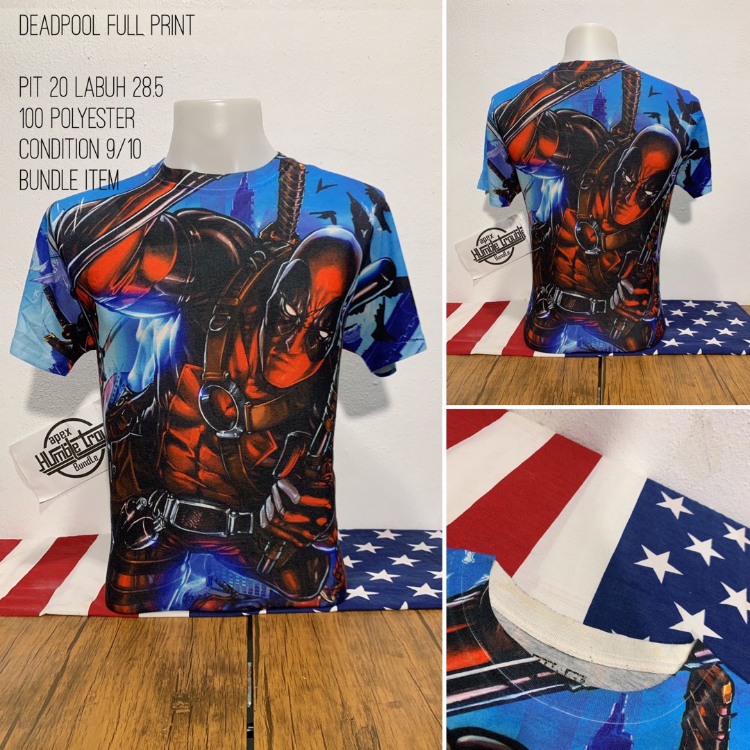 DEADPOOL FULL PRINT, Men's Fashion, Tops & Sets, Tshirts & Polo Shirts ...