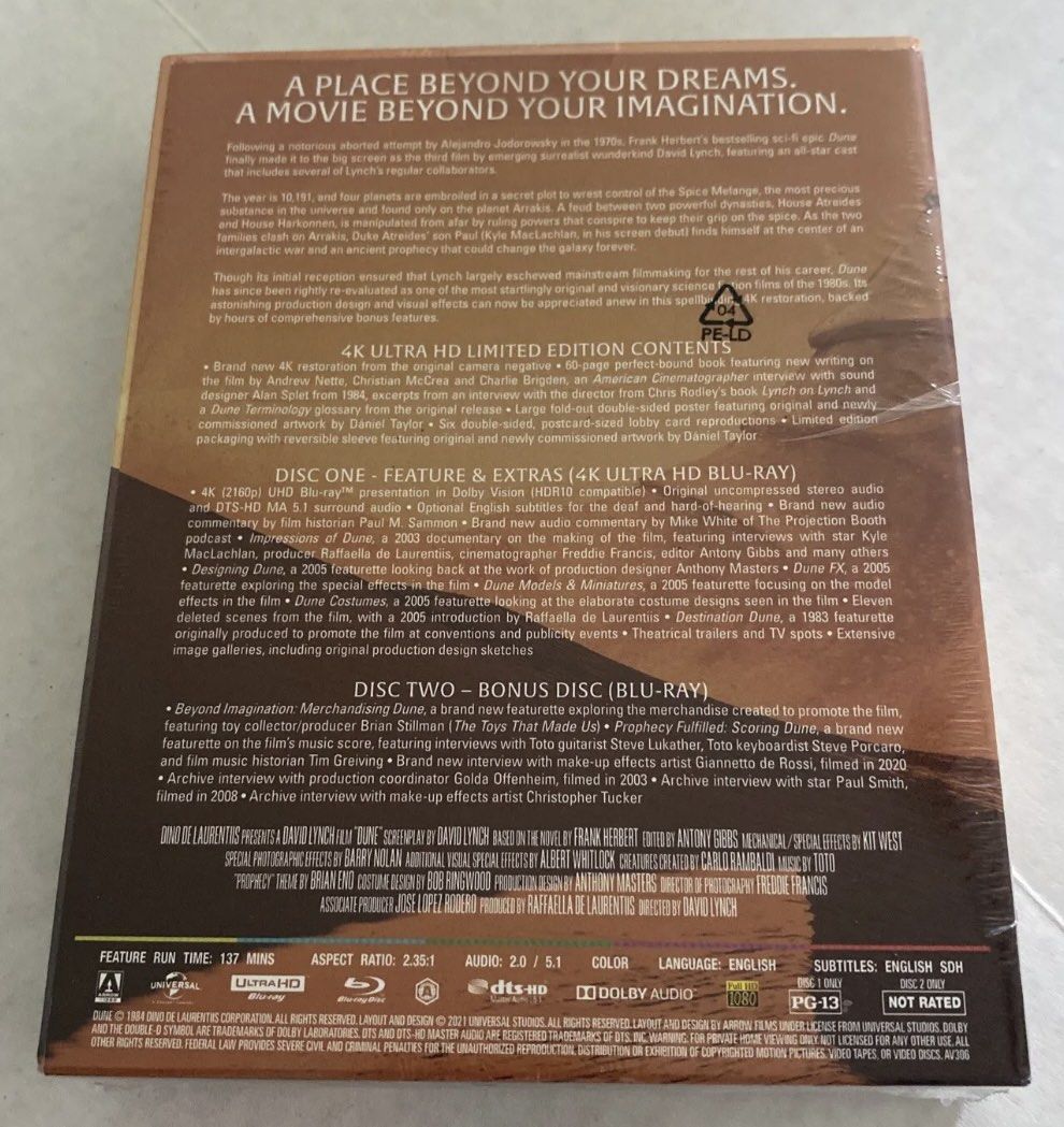 DUNE 4K UHD Arrow Video Limited Edition Boxed Set - OOP, Hobbies & Toys, Music & Media, CDs ...