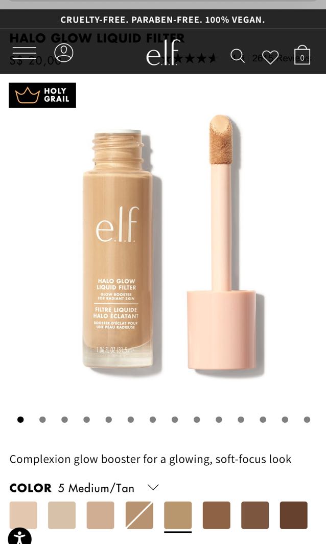 Elf Halo Glow Liquid Filter - Shade 5 Medium / Tan, Beauty & Personal ...
