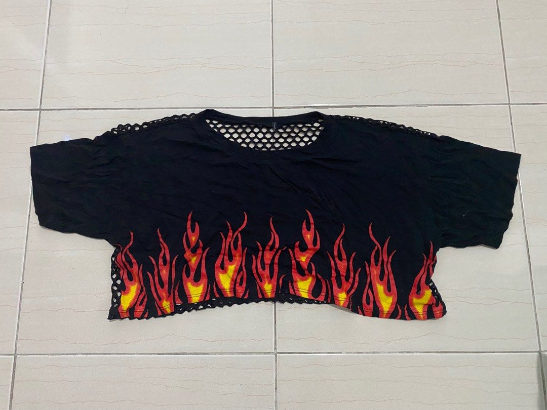 Fire Cropped Top, Women's Fashion, Tops, Blouses on Carousell