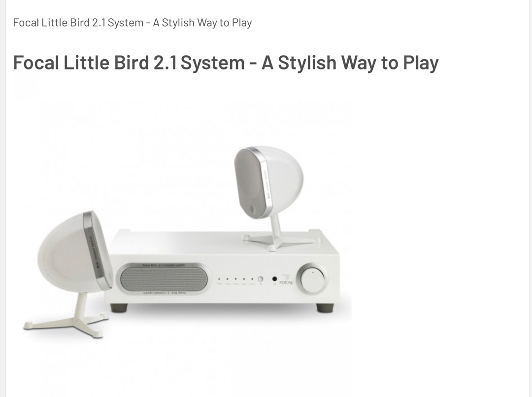 Focal power Bird 2:1 Audio system, Audio, Soundbars, Speakers ...