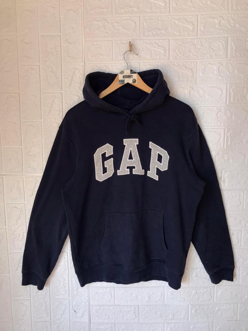 Original GAP logo fleece hoodie jacket dark navy blue, Men's Fashion ...
