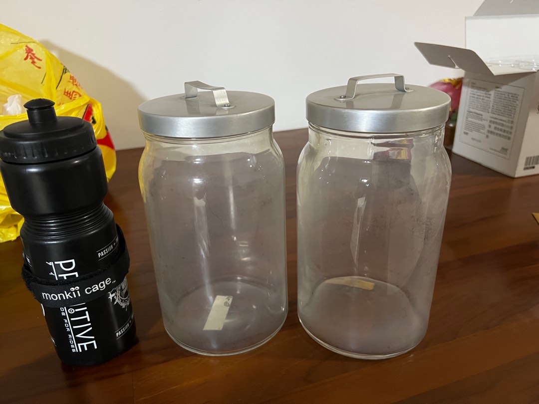 Glass container 10cm width, 20cm height, Furniture & Home Living ...