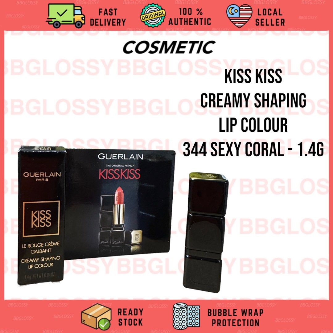 Guerlain Paris Kiss Kiss Creamy Shaping Lip Colour #344 Sexy Coral 1.4g ...