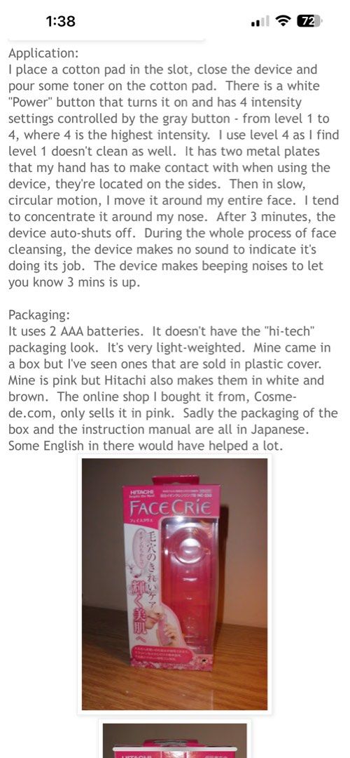 Hitachi face crie, Beauty & Personal Care, Face, Face Care on Carousell