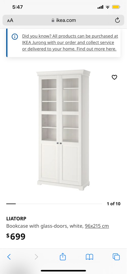IKEA LIATORP display cabinet Bookcase with glass-doors, white ...