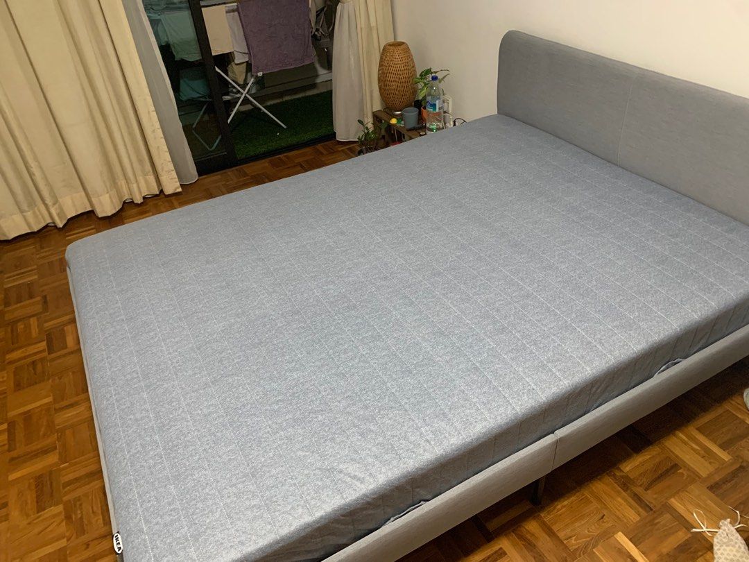 IKEA Slattum Doubled Bed + Mattress, Furniture & Home Living, Furniture ...