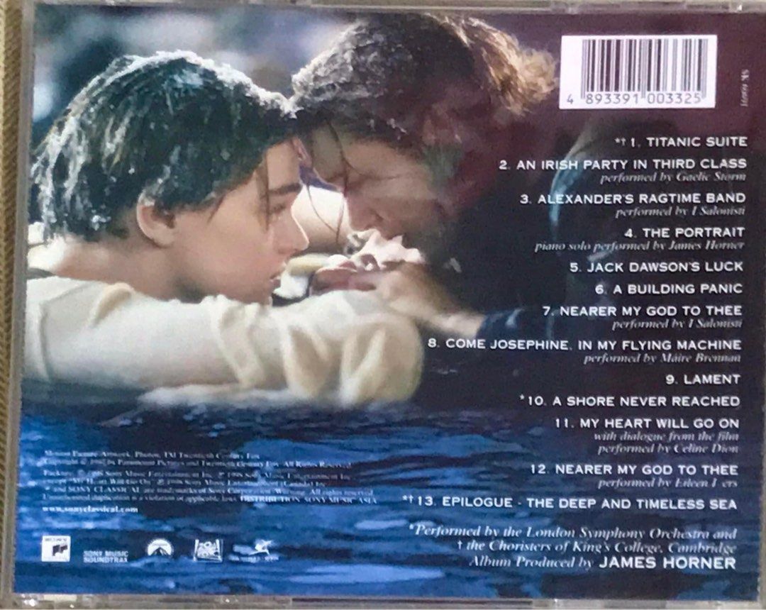 JAMES HORNER - BACK TO TITANIC ORIGINAL FILM SCORE SOUNDTRACK CD TITANIC on Carousell