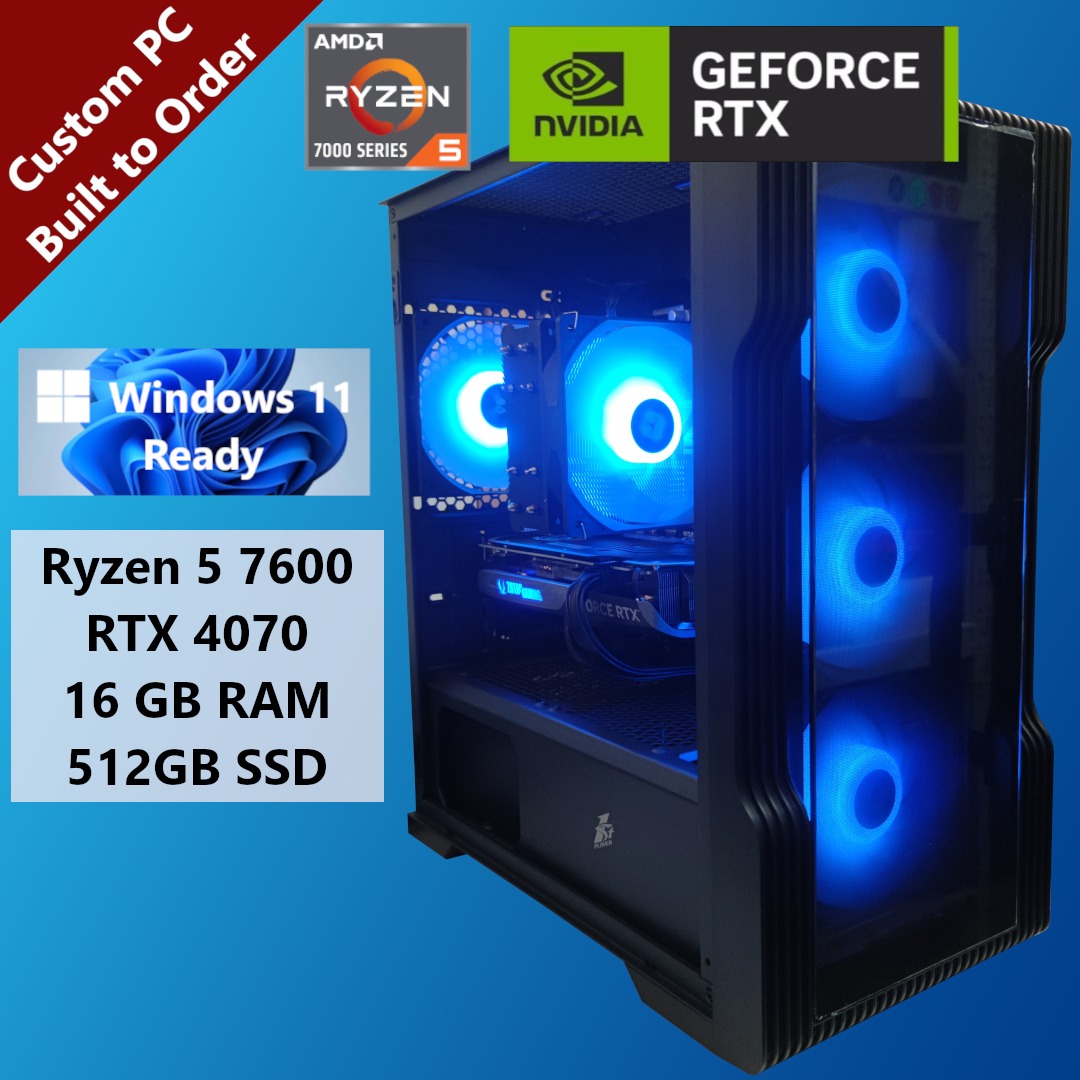 LATEST Ryzen 5 7600 RTX 4070 12GB Budget Gaming Computer PC Custom PC ...