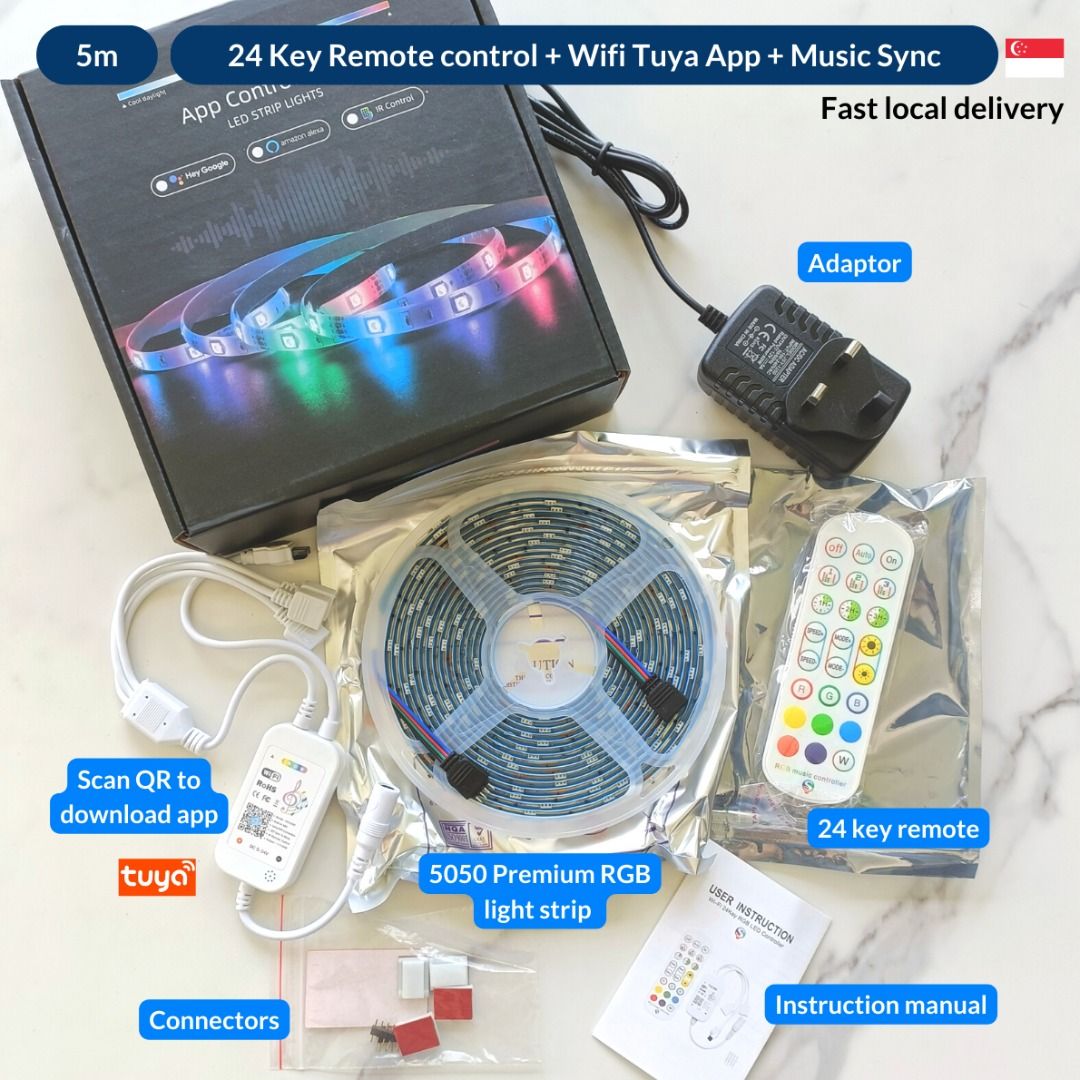 LED Strip light RGB Fairy light USB Power Plug With Remote WiFi ...