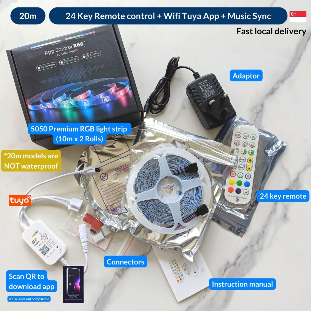 LED Strip light RGB Fairy light USB Power Plug With Remote WiFi ...