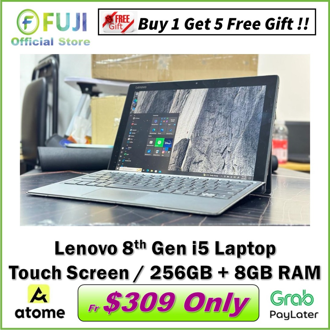 Lenovo 8th Gen i5 SSD Laptop - 8GB RAM + 256GB - Touch Screen - Free MS ...