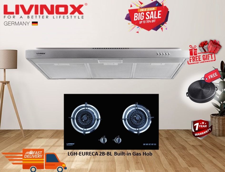 Livinox LCH-601A-90SS Kitchen Hood & Hob set, TV & Home Appliances, Kitchen Appliances, Hobs ...