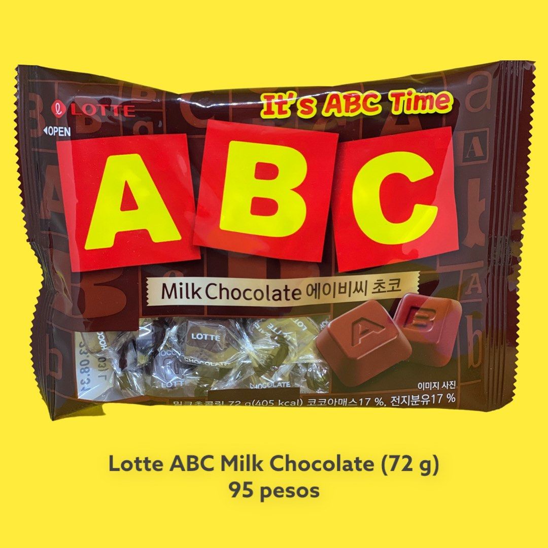 Lotte ABC Milk Chocolate 72g, Food & Drinks, Other Food & Drinks on ...