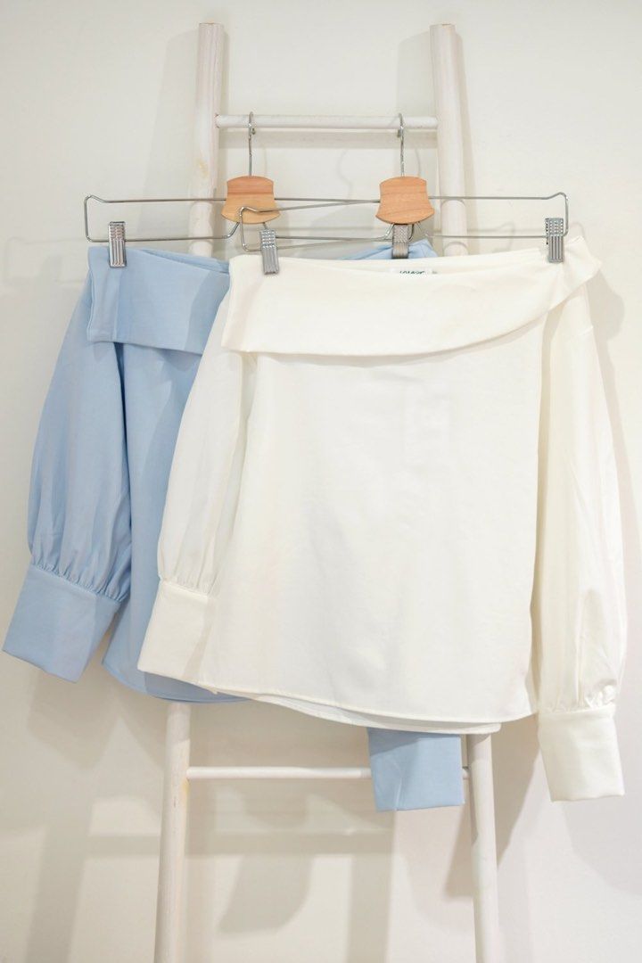 LOVET RAVEN BASIC SLANTED TOP in WHITE, Women's Fashion, Tops ...