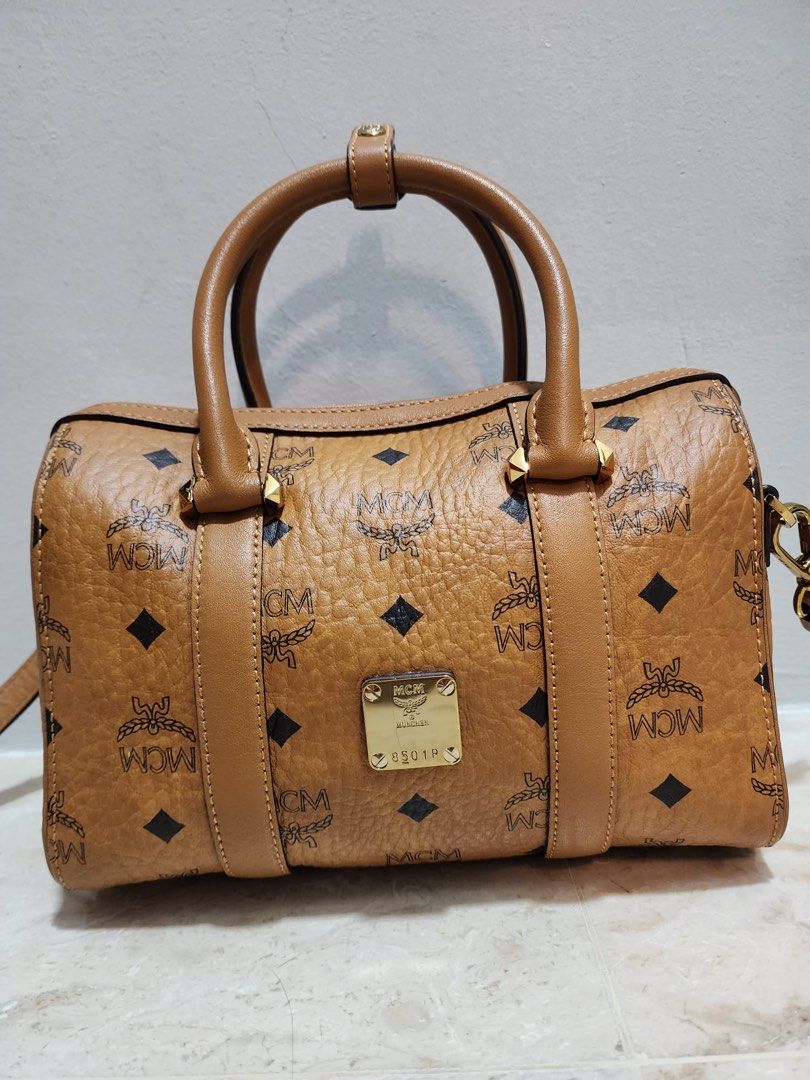 MCM Bag - SMALL Boston Bag in Visetos Original, Luxury, Bags & Wallets ...