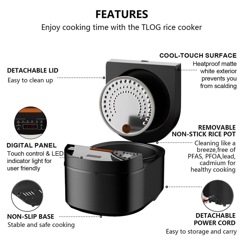 Multifunction Electric Rice Cooker 5L Smart LCD Nonstick Pot 900W ...